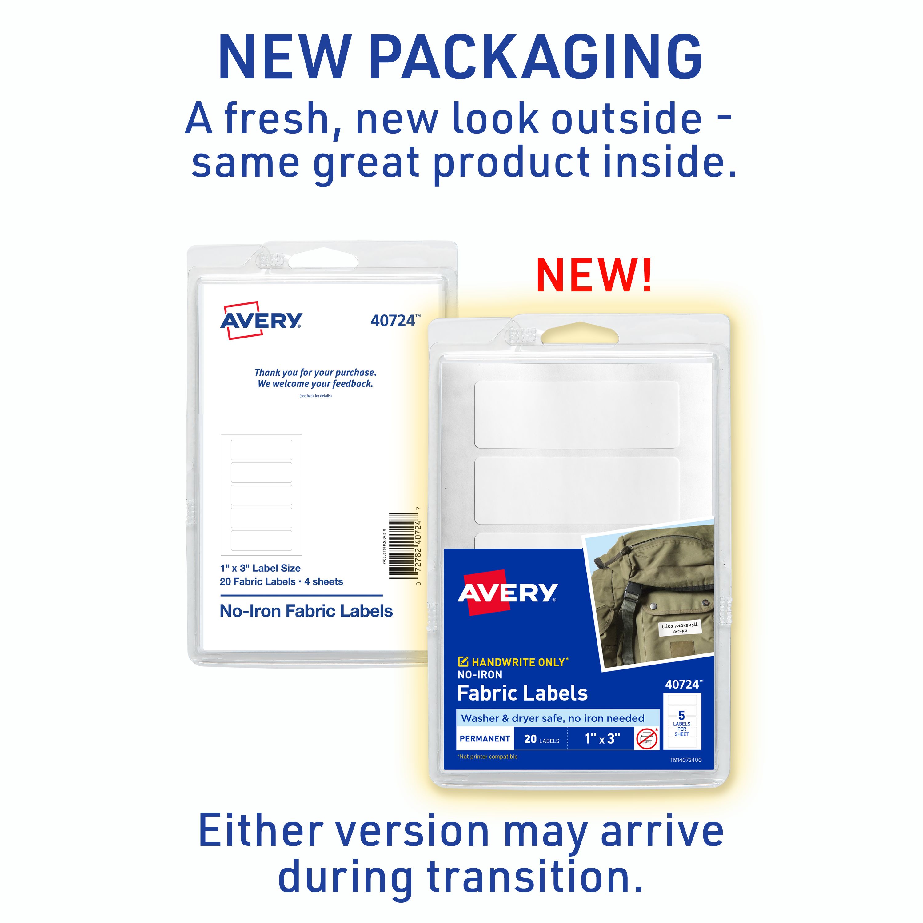 No-Iron Fabric Labels, 1" x 3", 20 Total 40724 | Avery | Avery